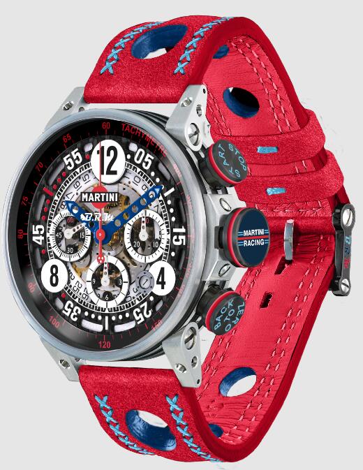 BRM V12-44-BN-SQ-R-MR Martini Racing skeleton chronograph Replica Watch ...